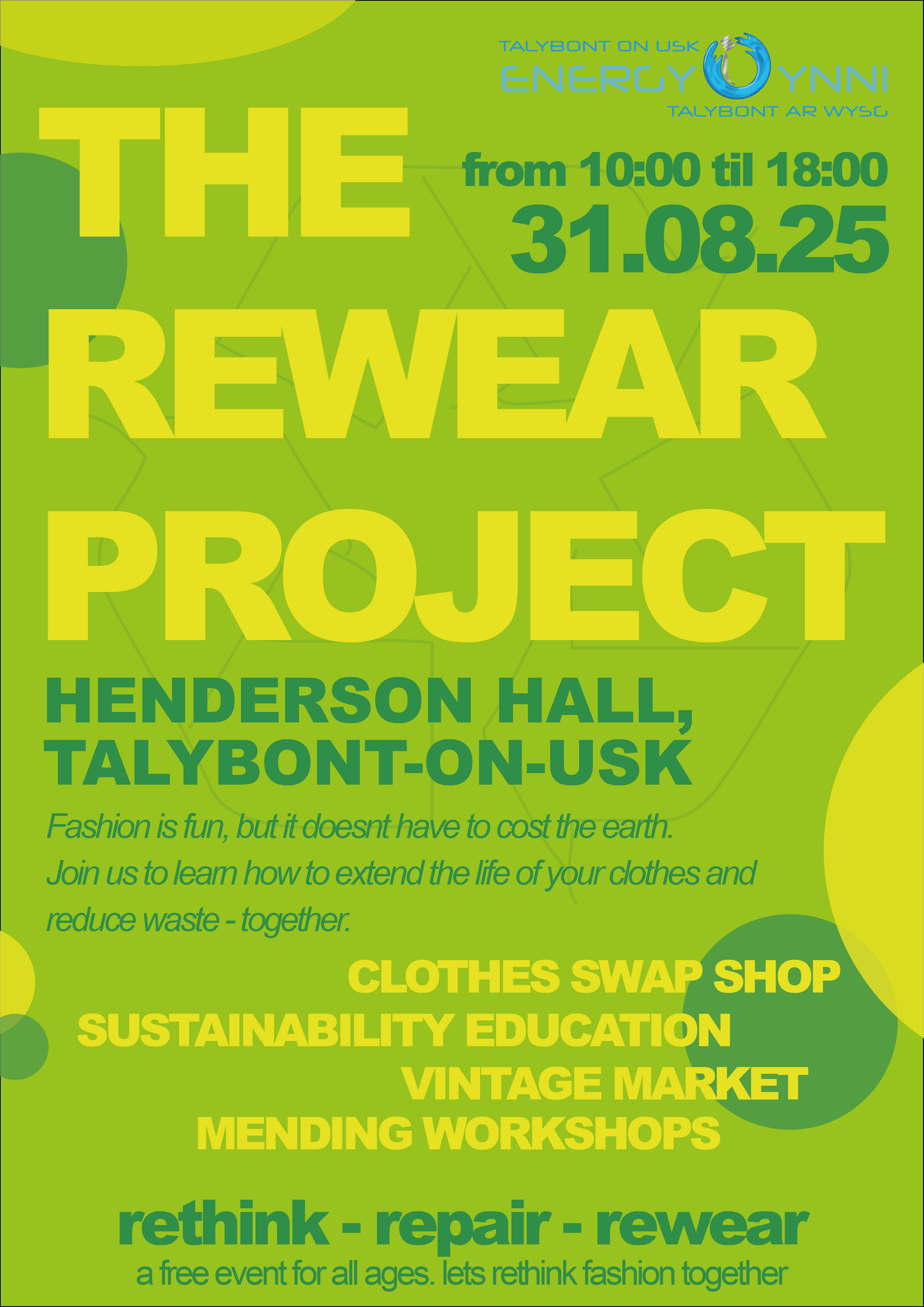 Sustainable Fashion Event – August 31st Henderson Hall | Talybont-on-Usk
